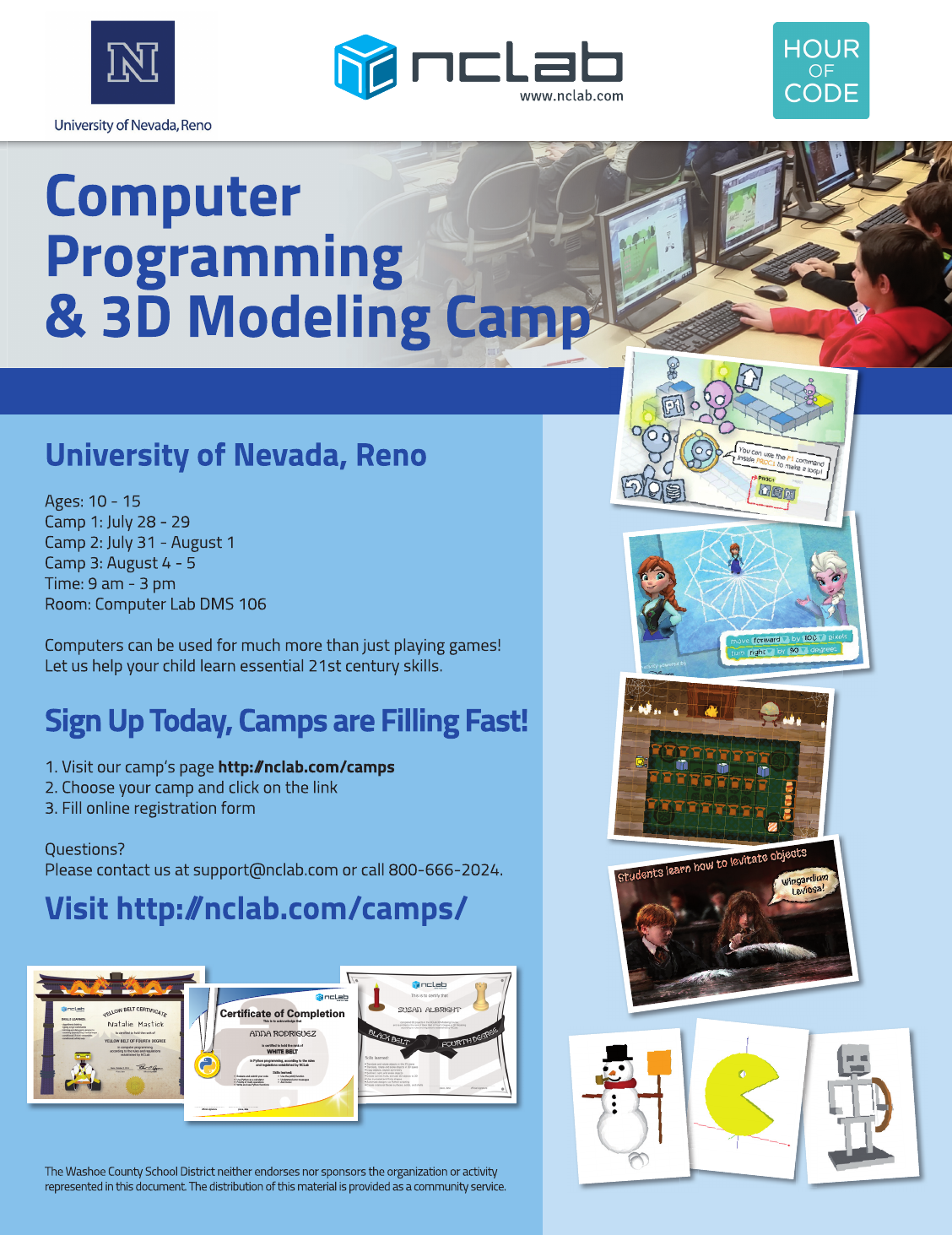 NCLab Computer Programming and 3D Modeling Summer Camps 2015