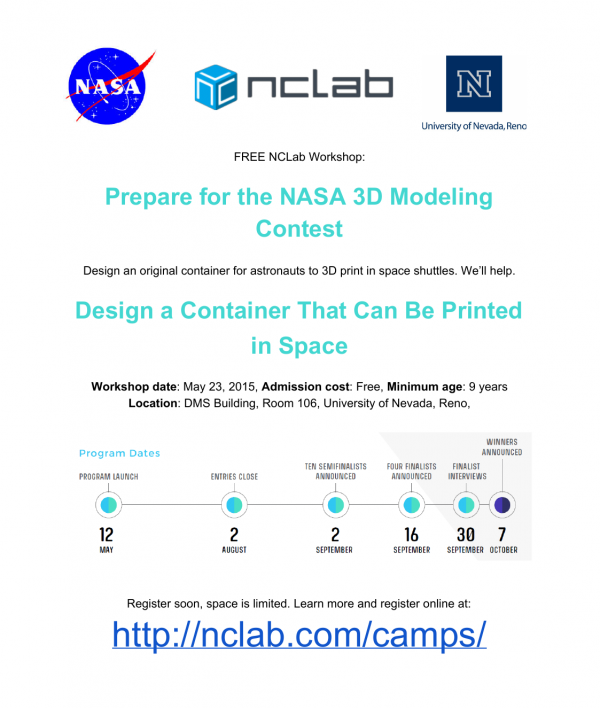 Free NCLab Workshop: Prepare for the NASA 3D Modeling Contest!