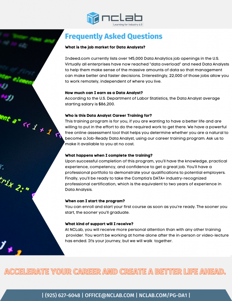 Data Analyst career training brochure - NCLab